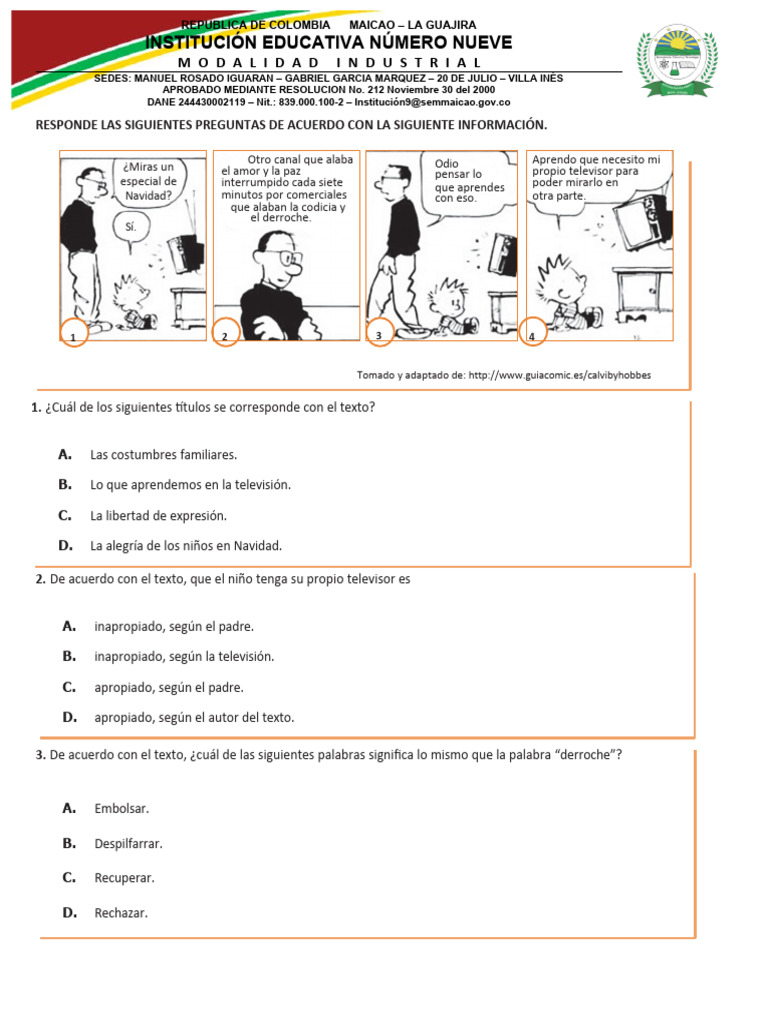 Comprension Lectora Noveno | PDF Comprension Lectora Noveno | PDF
