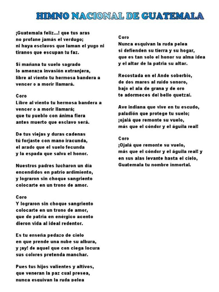 himno nacional de guatemala | PDF