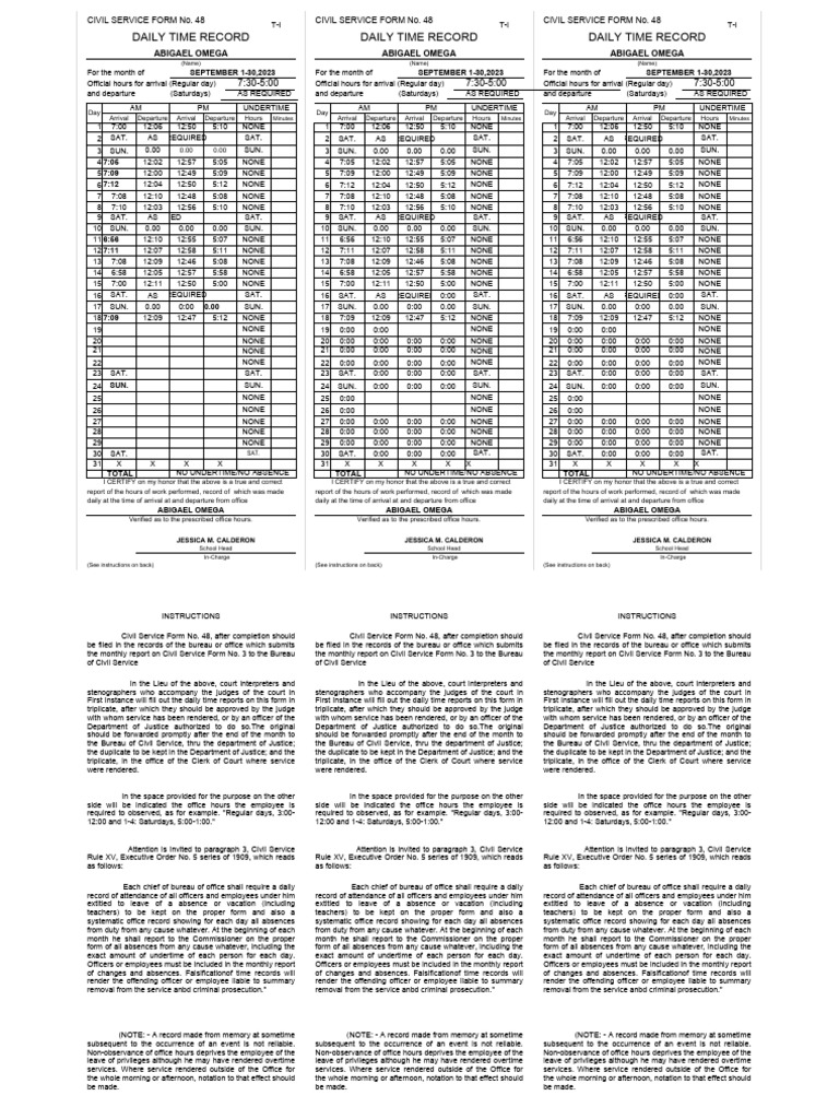 DTR New 2023 2024 | Download Free PDF | Overtime | Law Clerk