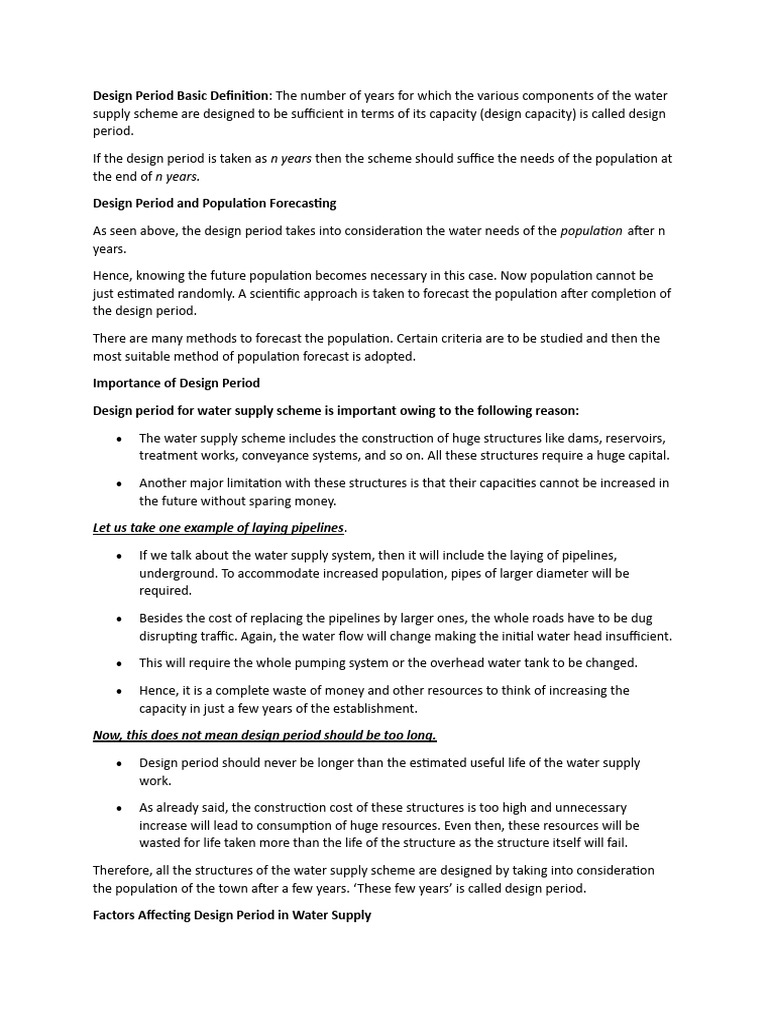 Design Period | PDF | Reservoir | Water