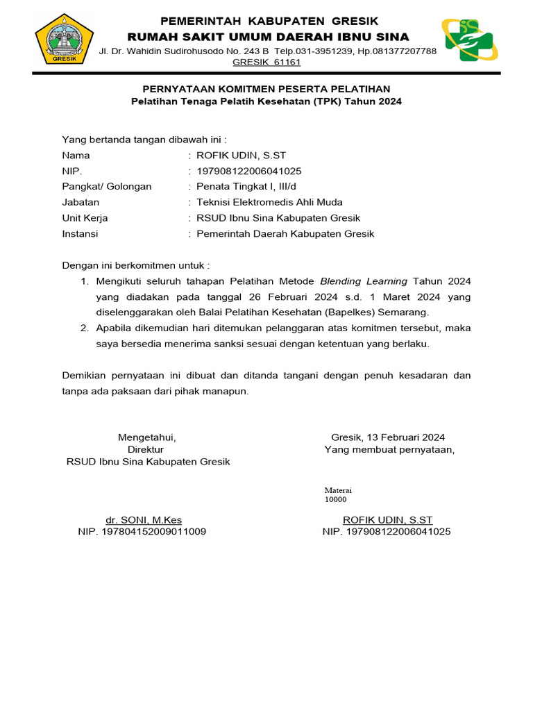 Pelatihan TPK 2024 | PDF