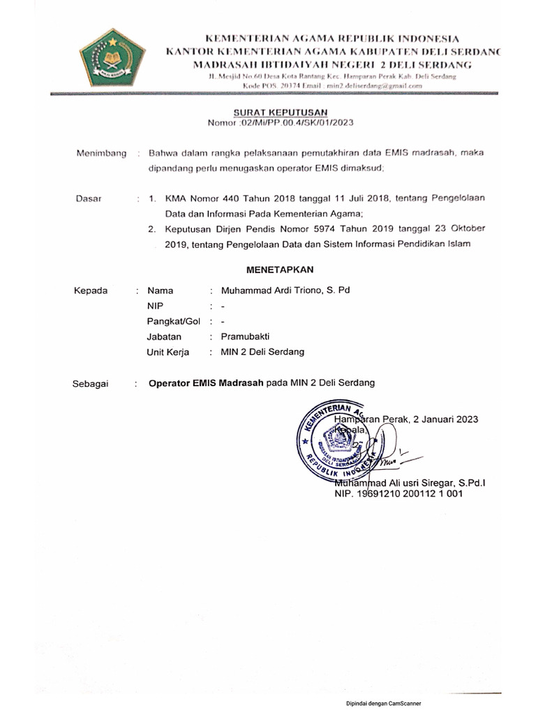 SK Operator Emis 2023 | PDF