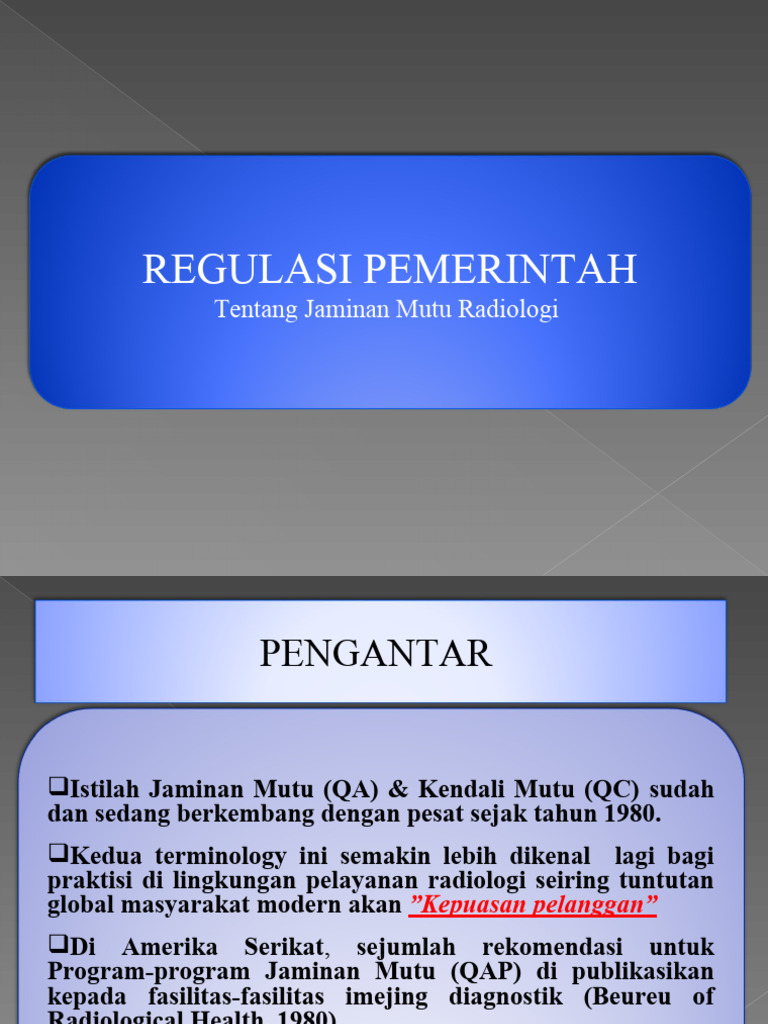 Contoh Regulasi Jaminan Mutu Radiologi | PDF