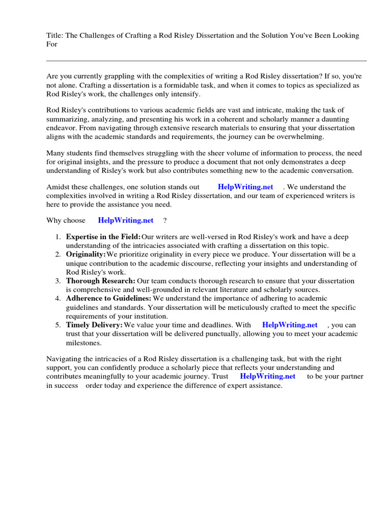 Rod Risley Dissertation | PDF