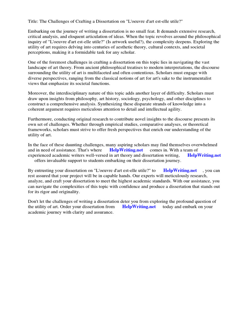 Dissertation Help: Art's Utility Debate | PDF | Aesthetics | Theory