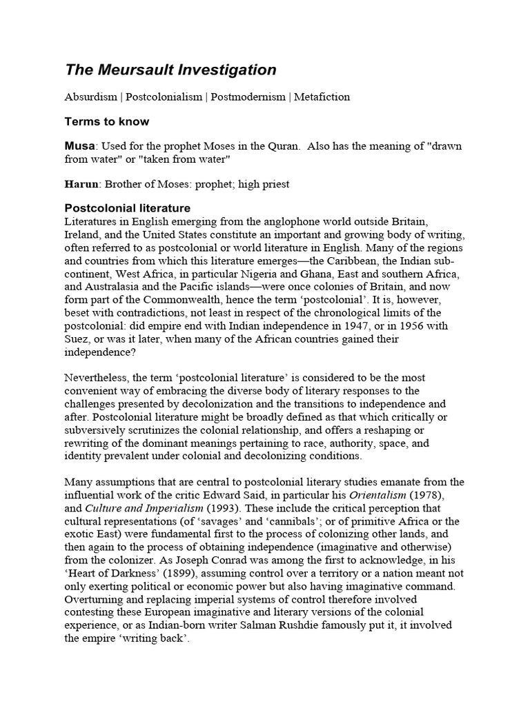 The Meursault Investigation | PDF | Albert Camus | Postcolonialism