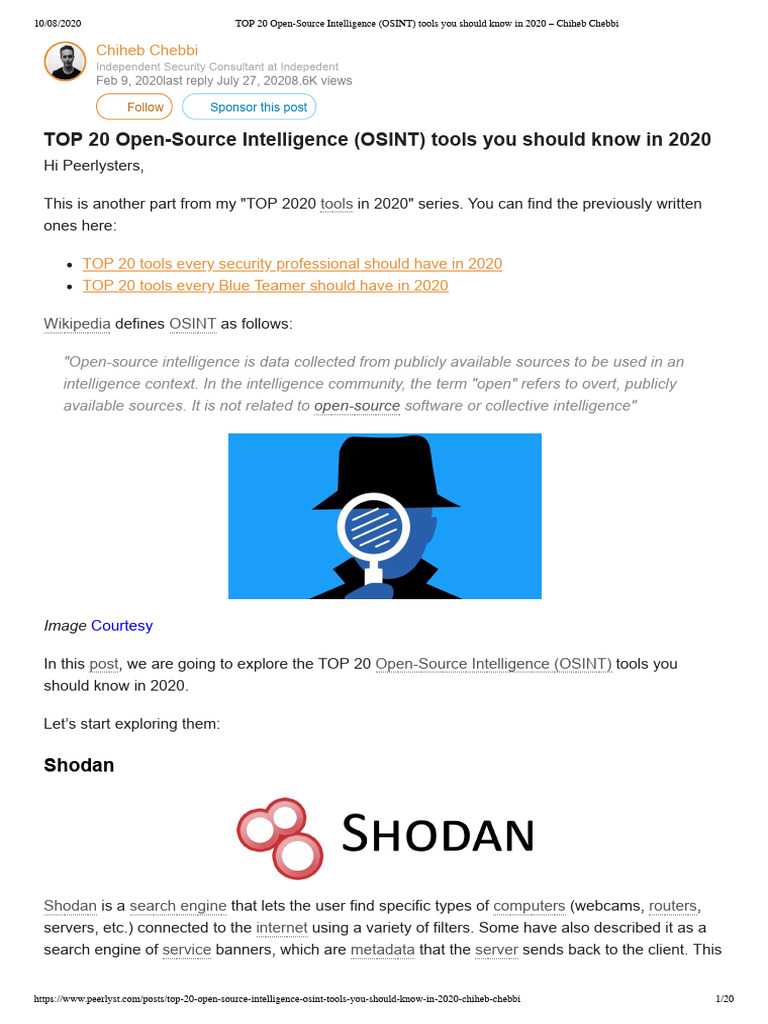 TOP 20 Open-Source Intelligence (OSINT) Tools You Should Know in 2020 Â ...