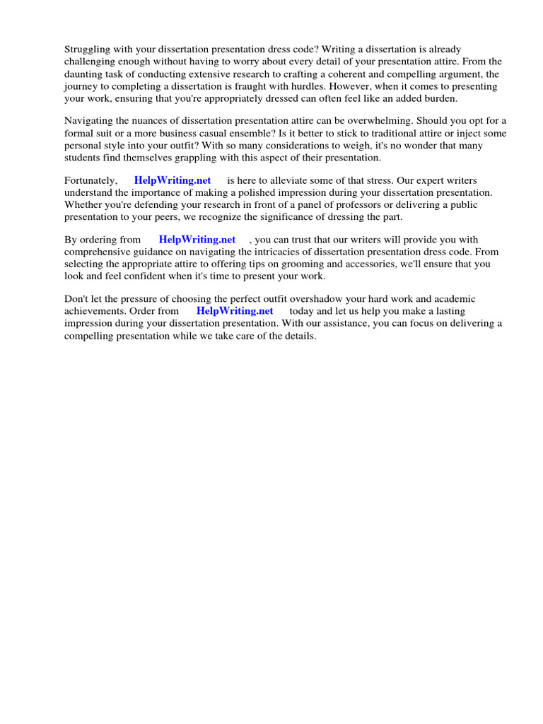 Dissertation Presentation Dress Code Guide | PDF