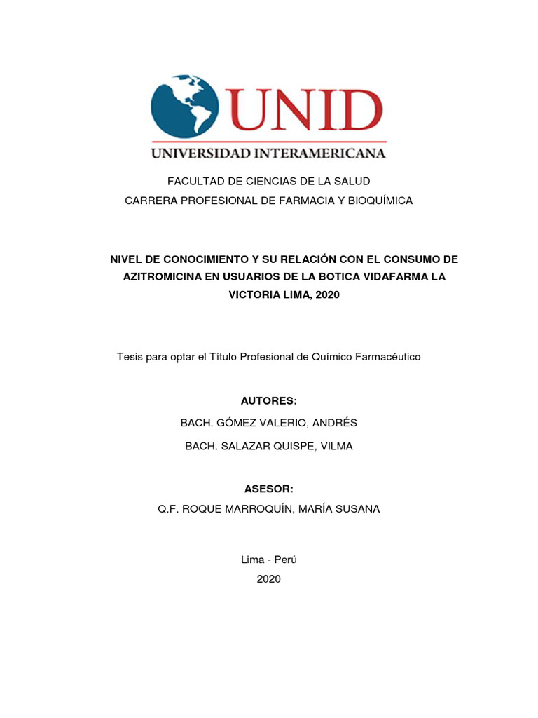 Tesis Final Gomez-Salazar. | PDF | Farmacia | Diagnostico medico