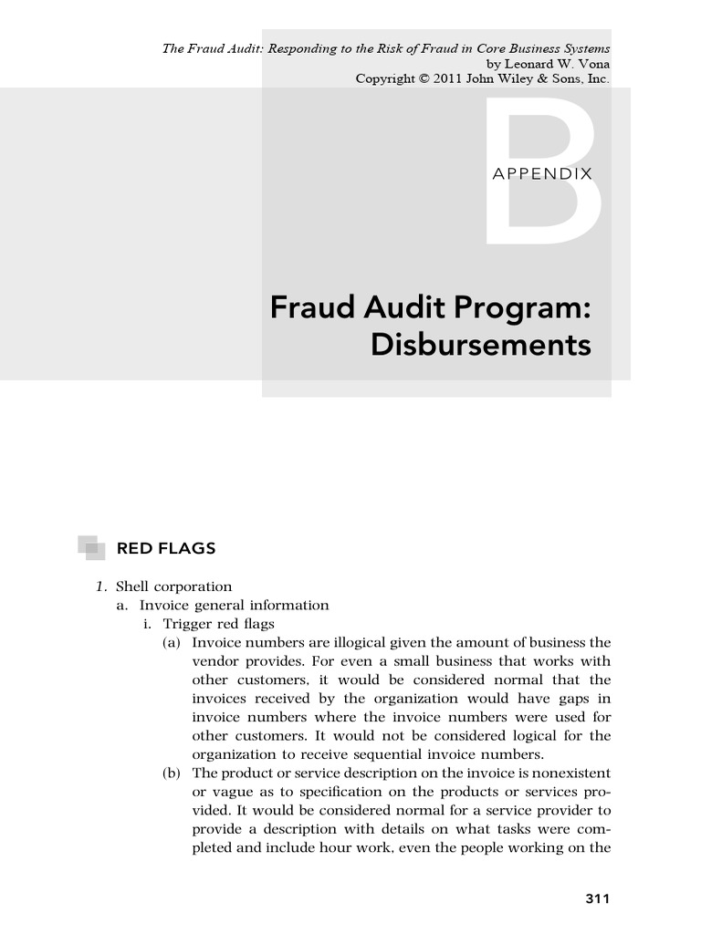 The Fraud Audit - 2011 - Vona - Appendix B Fraud Audit Program ...