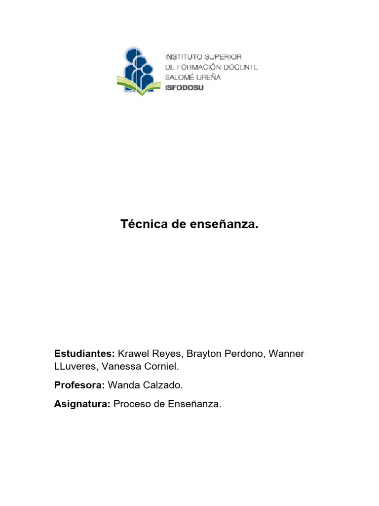 Técnica de Enseñanza 1 | PDF | Enseñando | Aprendizaje