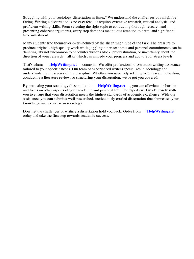 Sociology Dissertation Essex | PDF | Sociology | Thesis