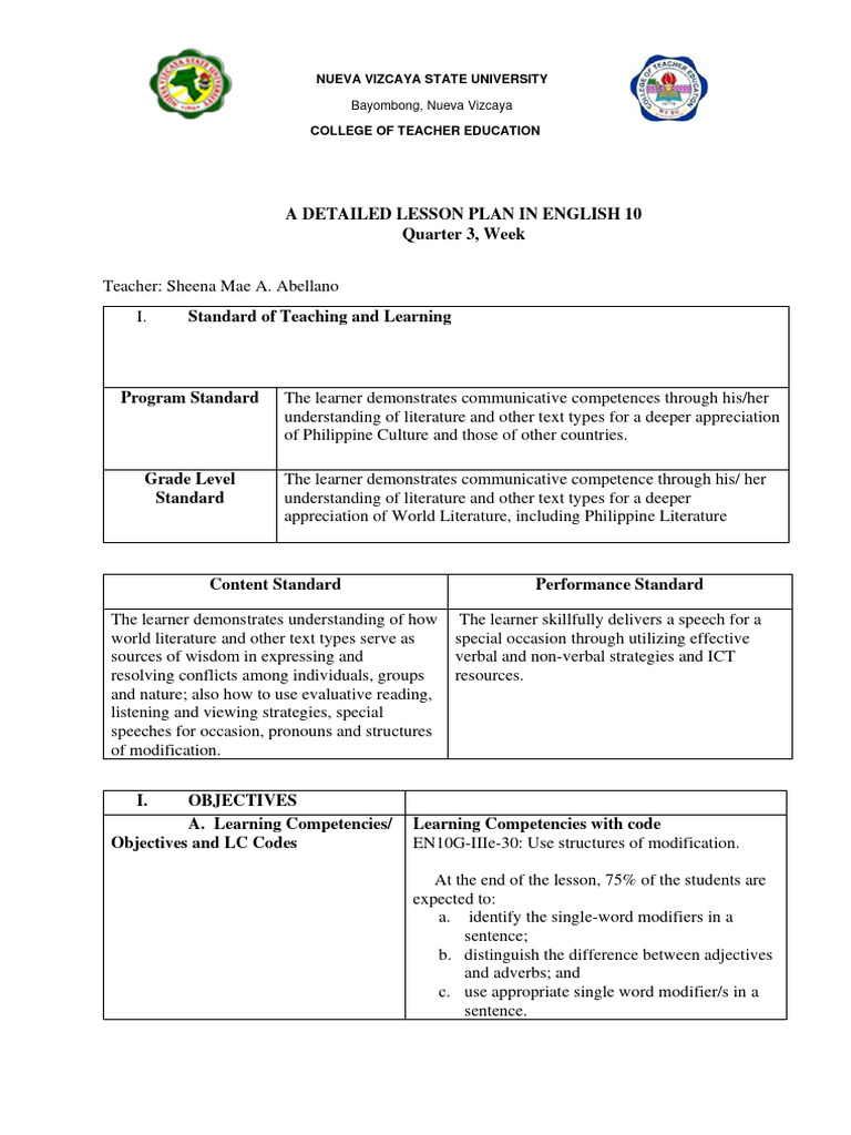 Single-Word Modifiers Lesson Plan | PDF | Adverb | Adjective