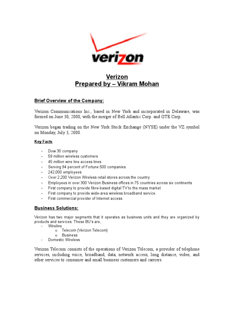 Verizon | PDF | Verizon Communications | Information And Communications ...