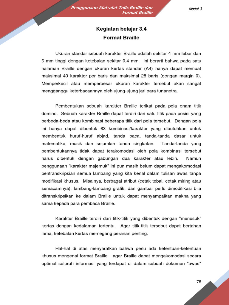 Modul Baca Tulis Braille 79 87 | PDF