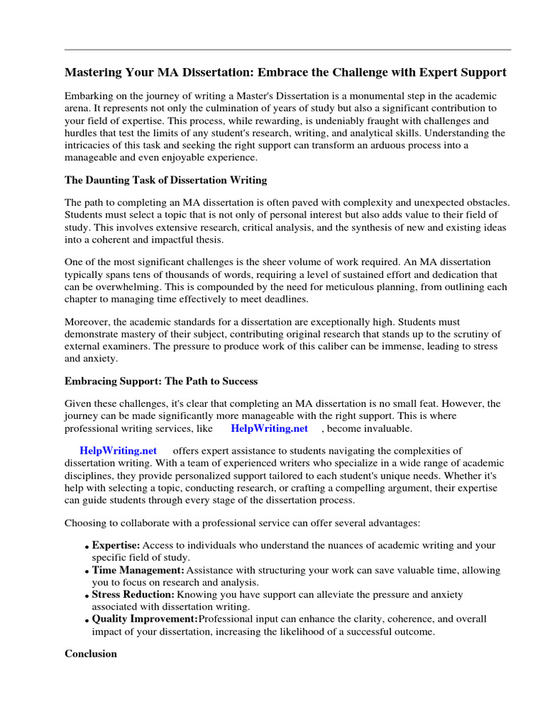 Ma Dissertation Example | PDF | Thesis | Methodology