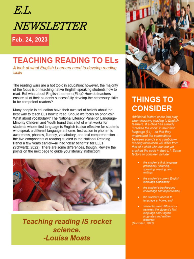 Read 520 Hot Topics Newsletter Ell | PDF | Phonics | Reading (Process)