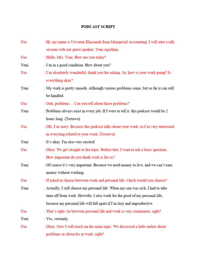 PODCAST SCRIPT | PDF