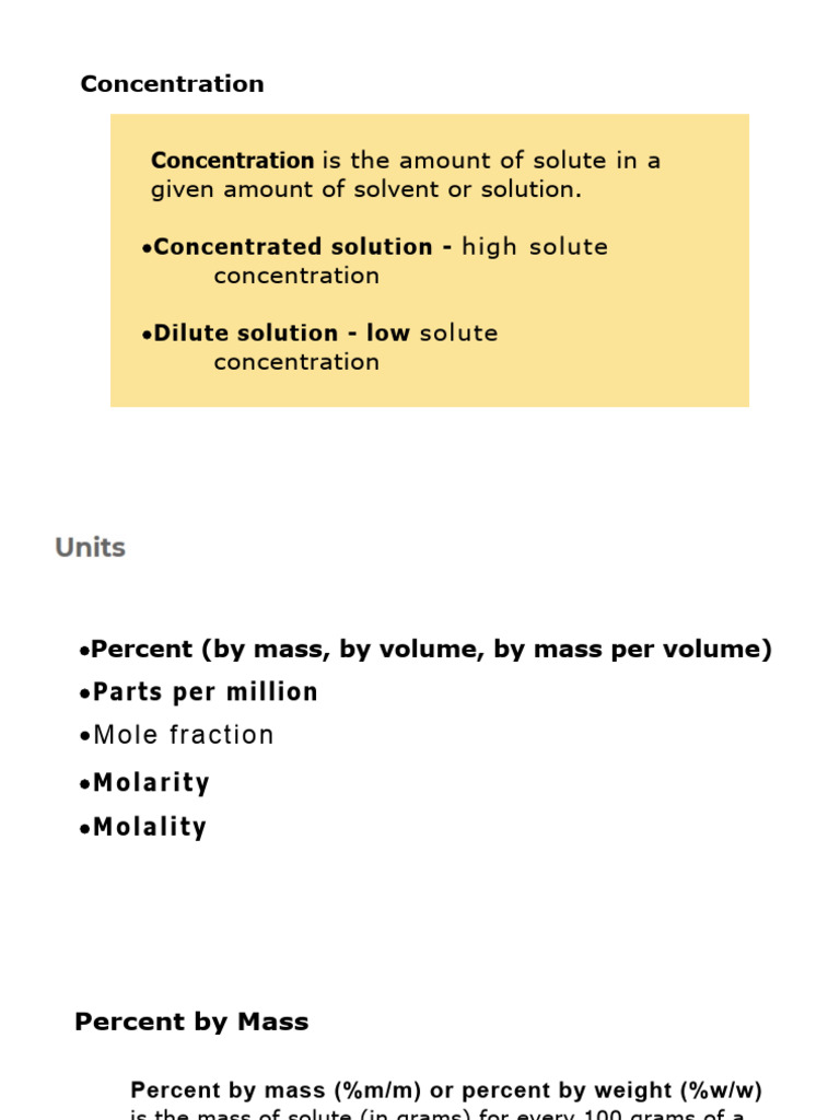 001 - Chemistry 2 Lesson b03 Units of Concentration Lecture | PDF ...