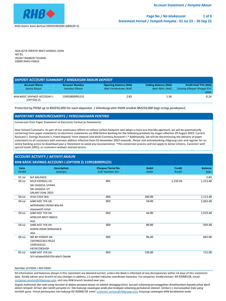 Statement 4 | PDF | Debit Card | Banks