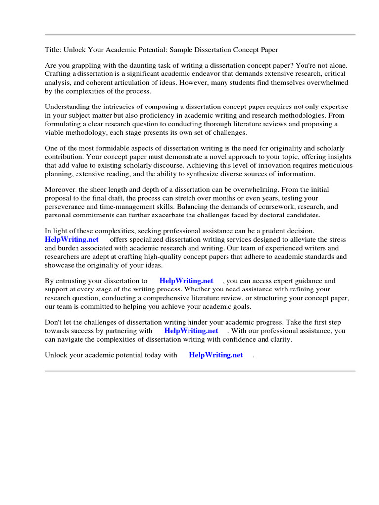 Sample Dissertation Concept Paper | PDF | Thesis | Methodology