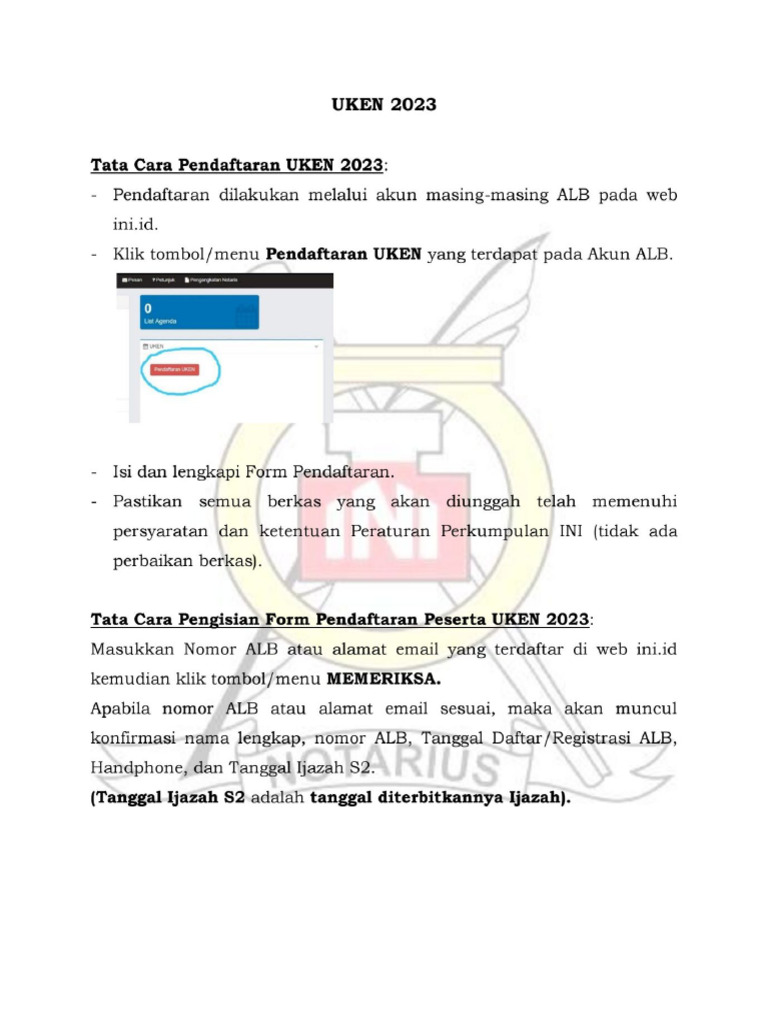 Cara Daftar Uken 2023 | PDF