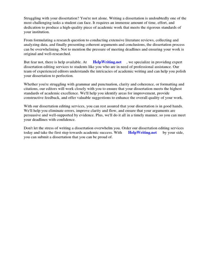 Dissertation Edit Service | PDF | Editing | Thesis