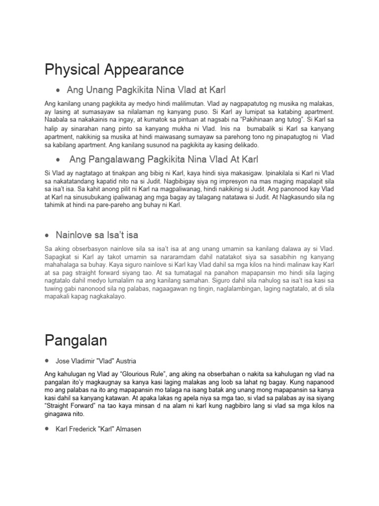 Physical Appearance and Pangalan | PDF