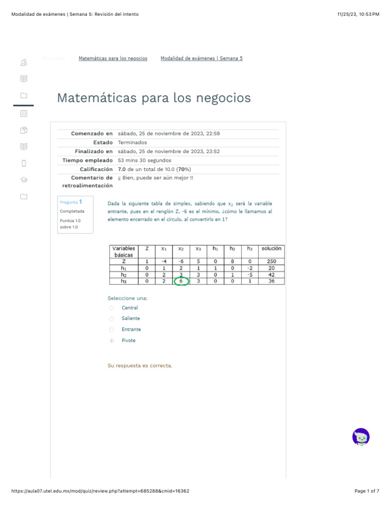 Modalidad de Exámenes - Semana 5: Revisión Del Intento | PDF | Programación lineal | Ciencia ...