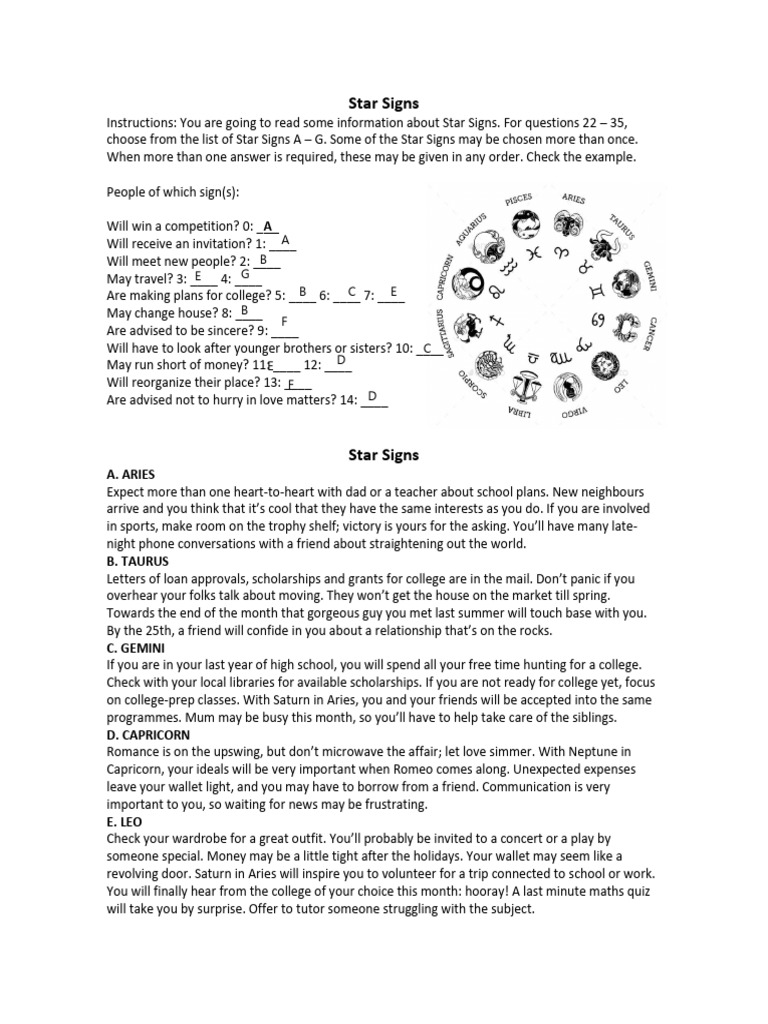 Reading Star Signs | PDF | Planets In Astrology