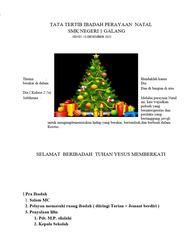 Tata Tertib Ibadah Perayaan Natal | PDF