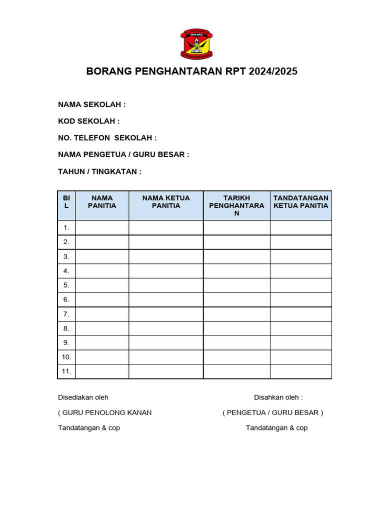 Borang Penghantaran RPH 2024 | PDF | Karier & Perkembangan