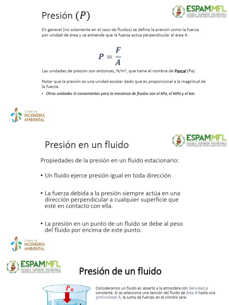 Presión de Un Fluido | PDF | Presión | Pascal (Unidad)