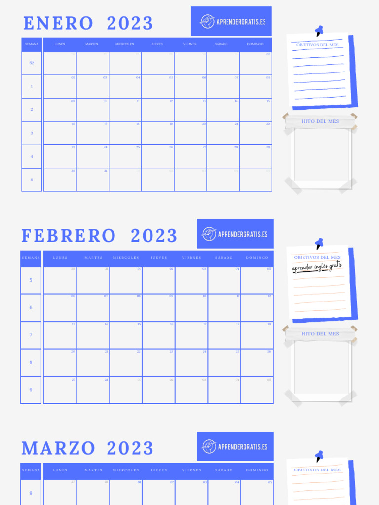Calendario y Objetivos 2023 | PDF