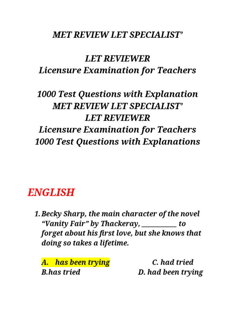 LET Review: 1000 Test Questions | PDF | Area