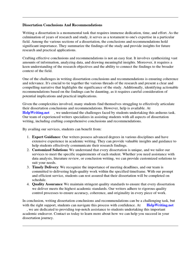 Dissertation Conclusions and Recommendations | PDF | Thesis | Essays