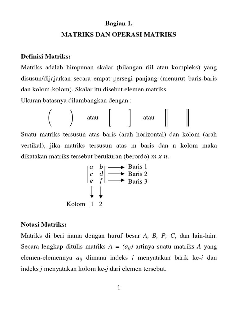 Panduan Lengkap Matriks dan Operasinya | PDF | Metode & Bahan Ajar ...