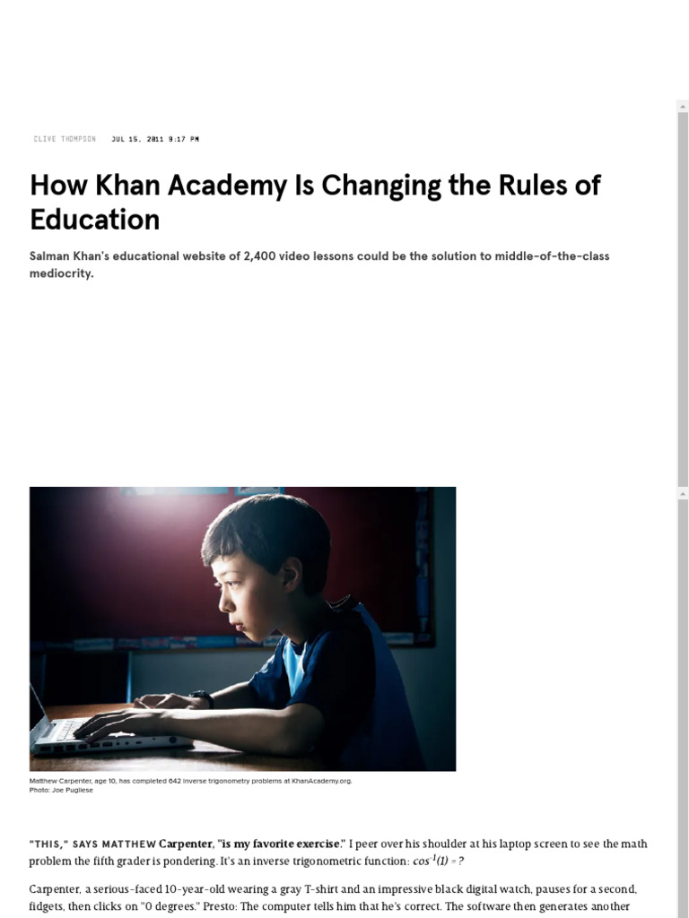 How Khan Academy Is Changing The Rules of Education - WIRED | PDF ...