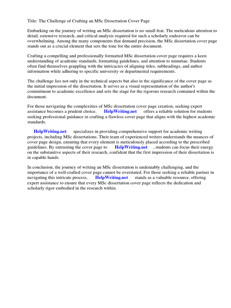 MSC Dissertation Cover Page | PDF | Thesis | Iron