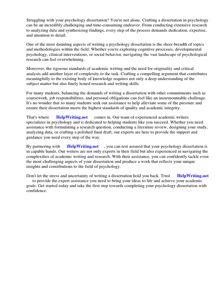 Psychology Dissertation Example | PDF | Psychology | Thesis