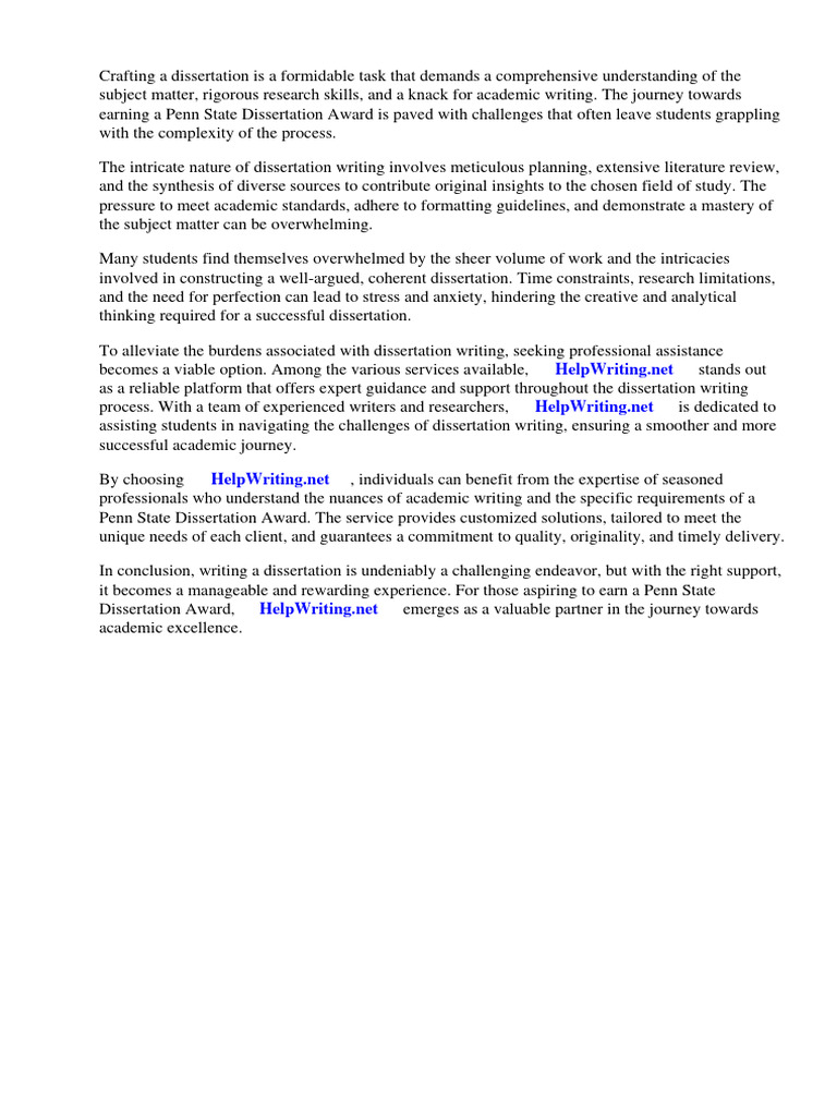 Penn State Dissertation Award | PDF | Thesis | Doctor Of Philosophy
