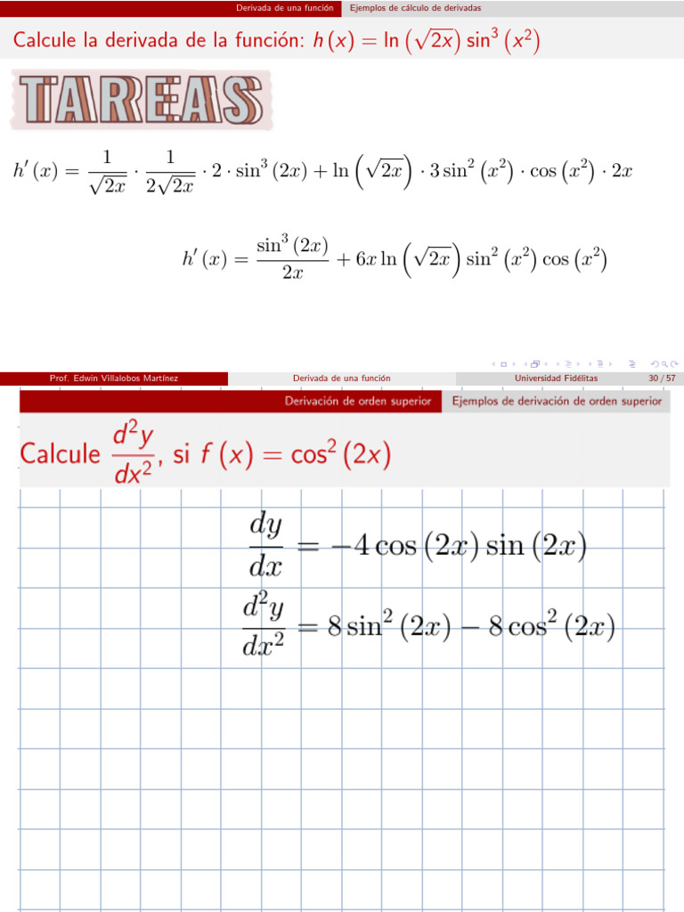 Práctica Portafolio 4. Derivada de función y derivadas de orden superior | PDF