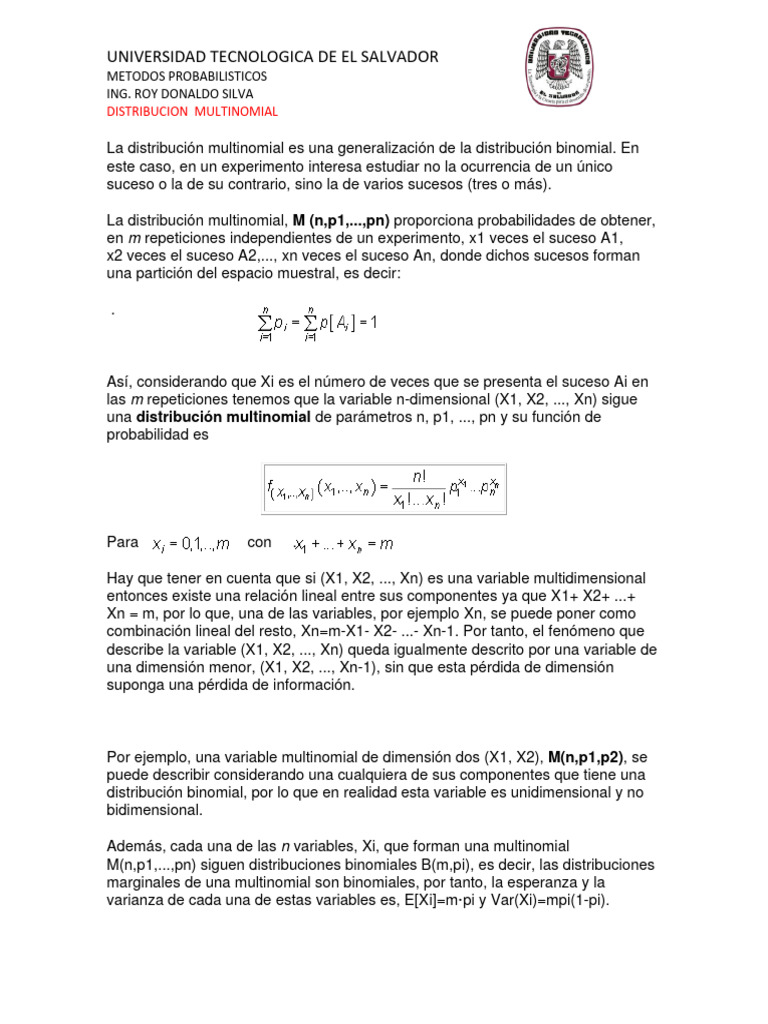 Distribucion Multinomial | Descargar gratis PDF | Distribución de ...