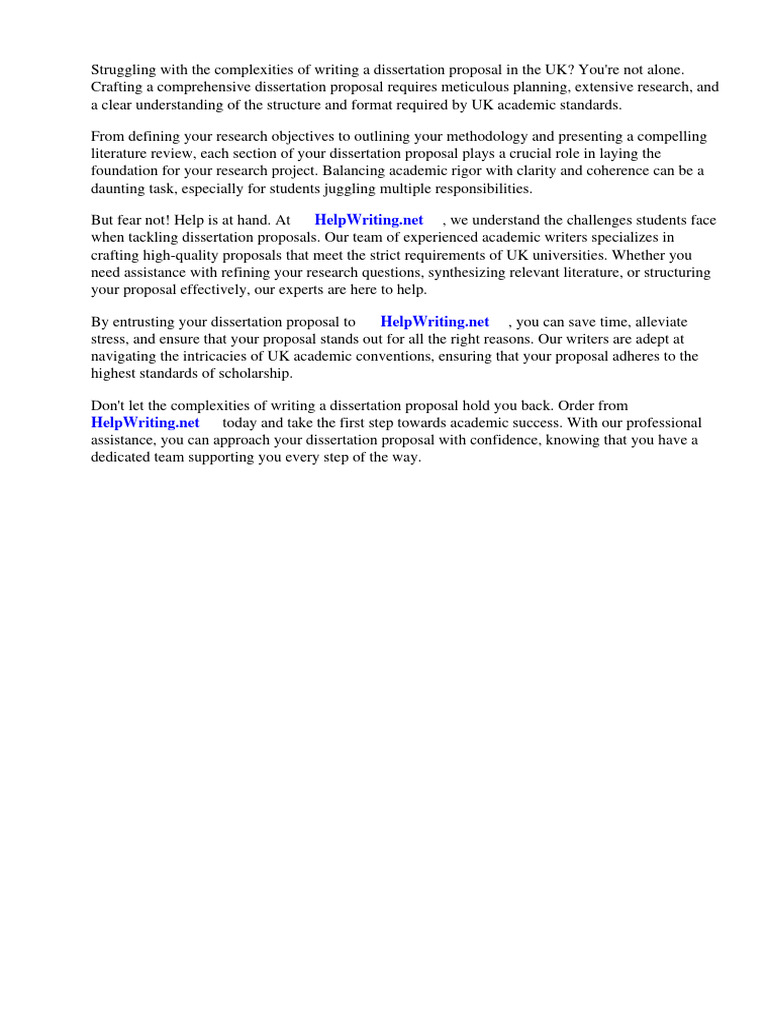 Dissertation Proposal Structure Uk | PDF | Thesis | Usability