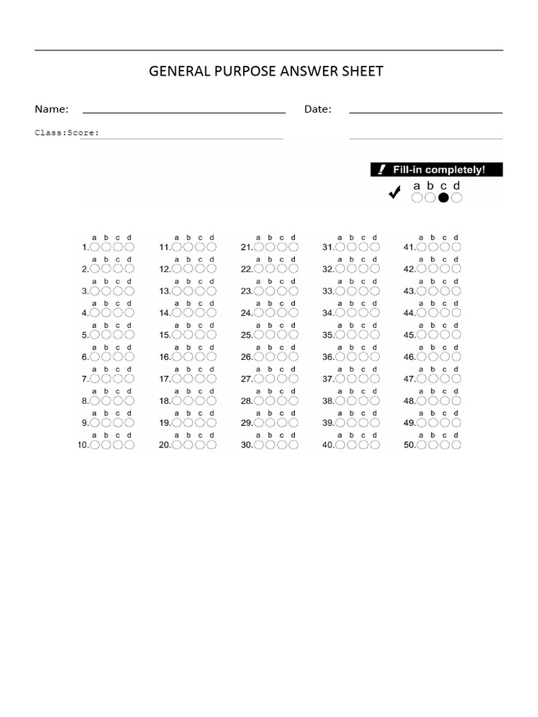 Answer-Sheet-BCAED-bubble-answer-sheet-1-100-abcd | PDF