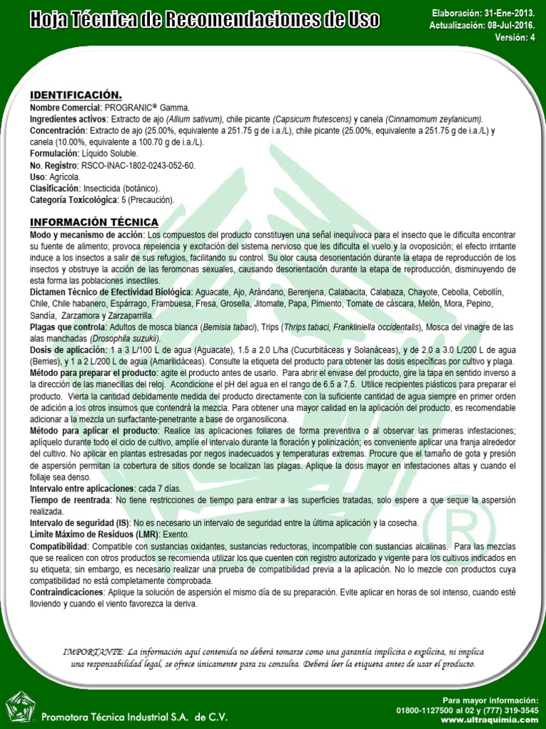 FT-PROGRANIC GAMMA | PDF | Agua | Ajo