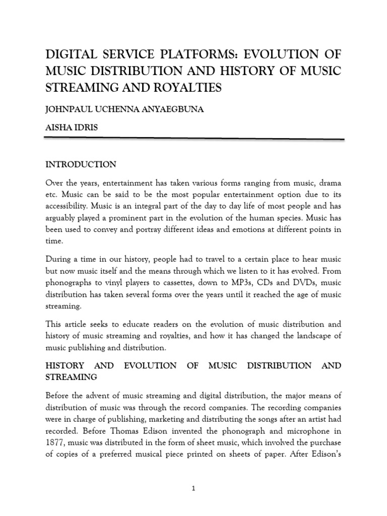 The Evolution of Music Streaming and Distribution 1697355320 | PDF ...
