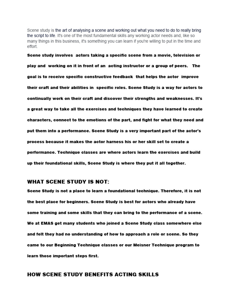 Scene study is | PDF | Actor | Experience