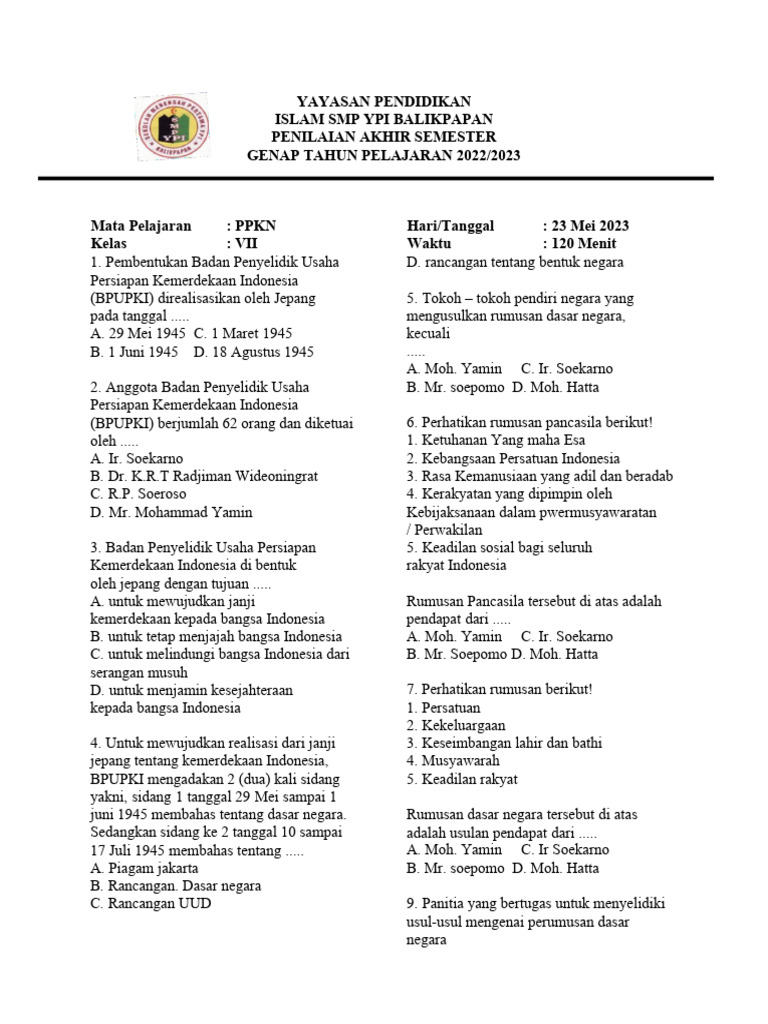 Pas PKN Kelas 7 | PDF