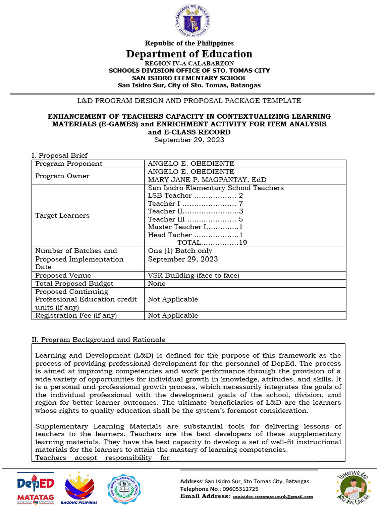 SLAC Proposal | PDF | Learning | Teachers